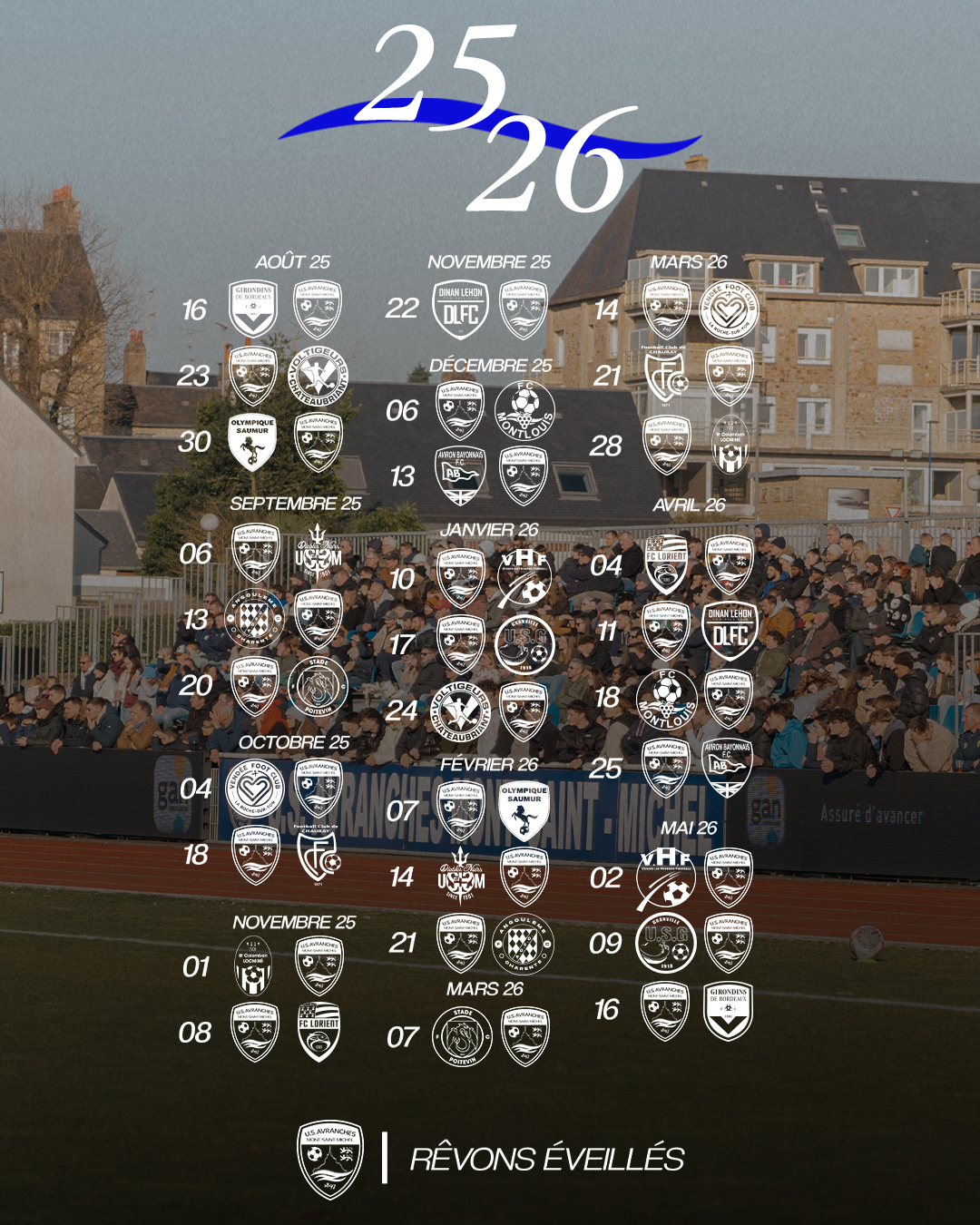 National 2 : Le calendrier officiel de la saison 2025-2026 ⋆ US Avranches Mont-Saint-Michel